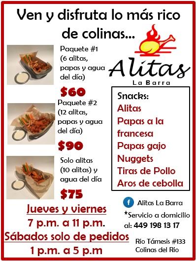 Menu at Alitas La Barra, Aguascalientes