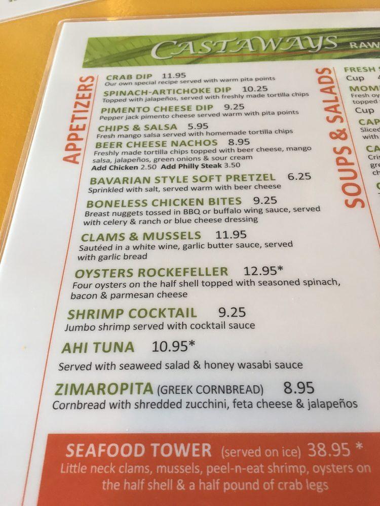 Menu at Castaways Raw Bar & Grill, Holden Beach