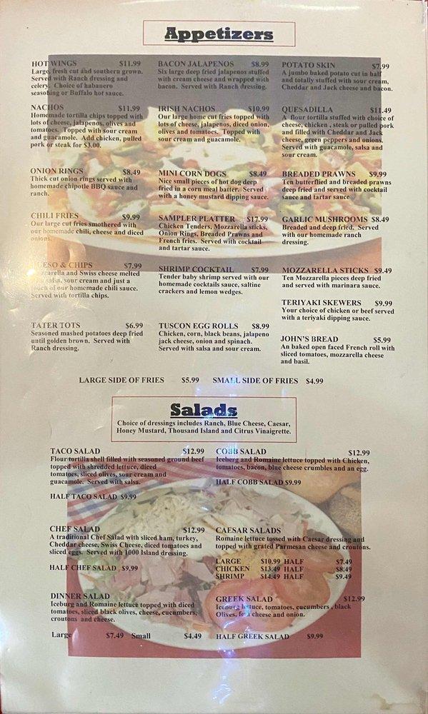 Menu at Classics Sports Bar, Renton