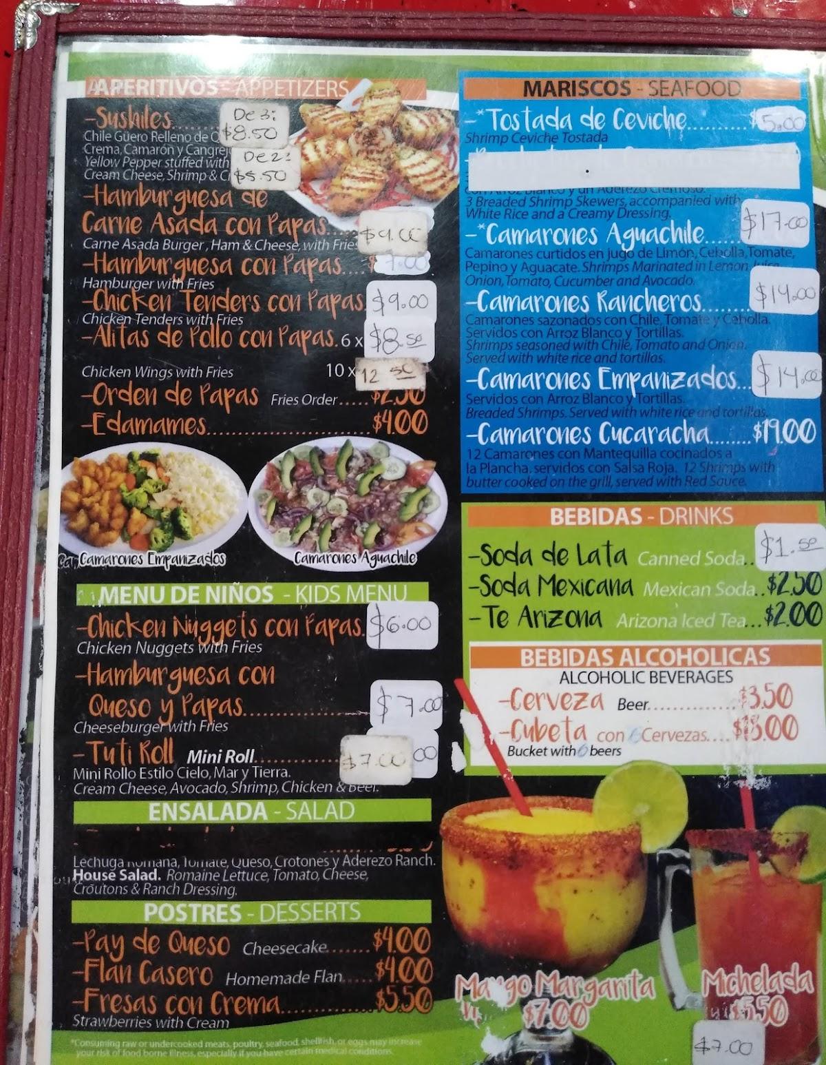 Menu at Culichi Sushi restaurant, Phoenix