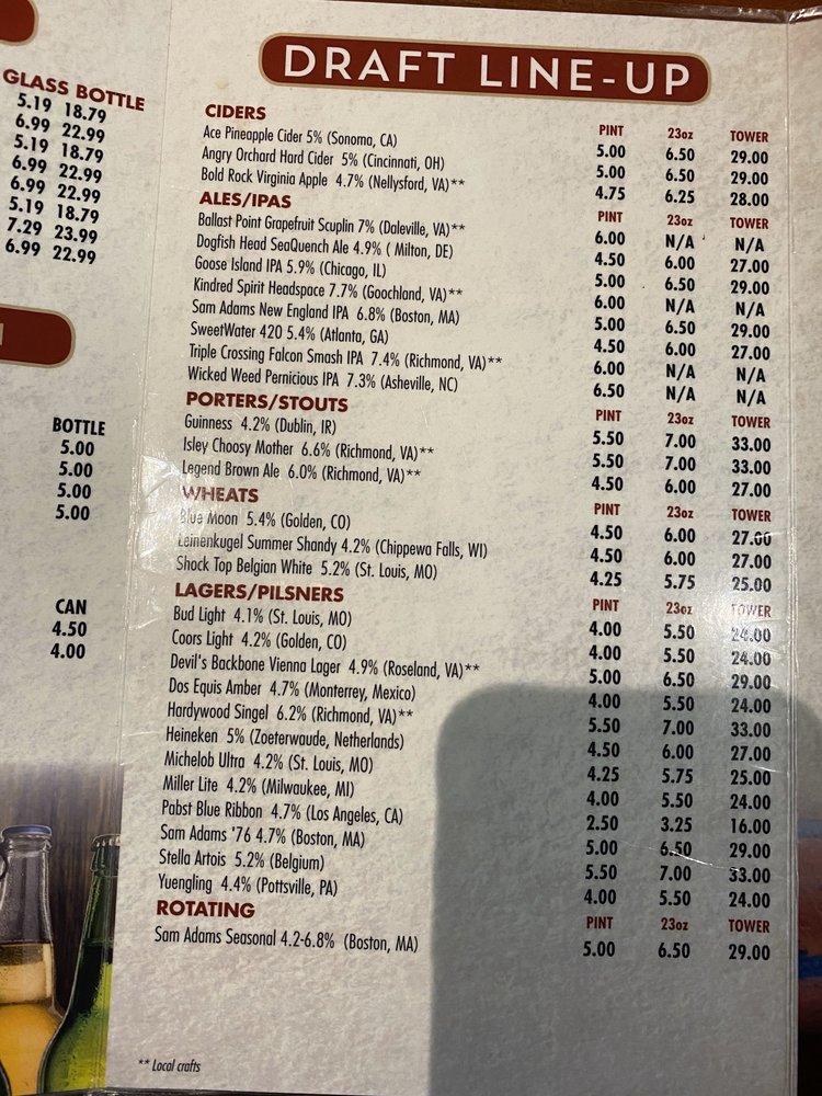 Menu at Kickback Jack's Fredericksburg pub & bar, Fredericksburg