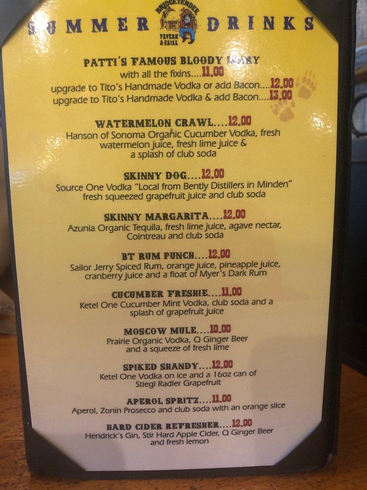 Menu at Bridgetender Tavern and Grill pub & bar, Tahoe City