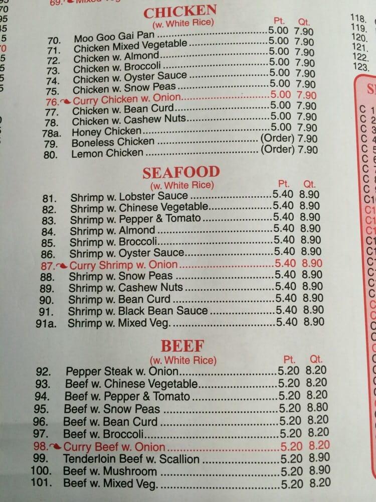 Menu at Chang Hua Chinese Restaurant, Pulaski