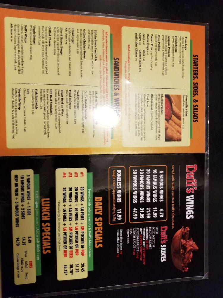 Menu at Duff's Famous Wings pub & bar, Amherst, Sheridan Dr
