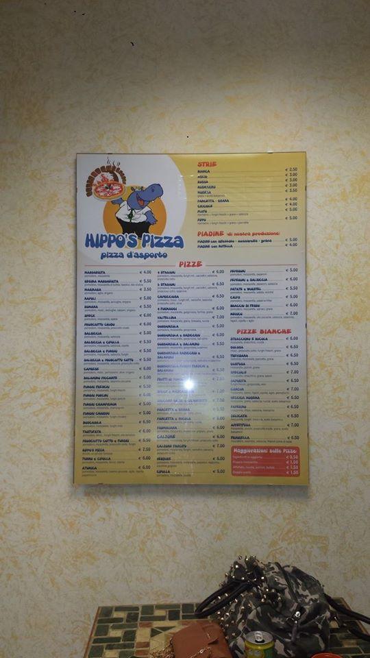 Menu da Hippo's Pizza pizzeria, Spilamberto