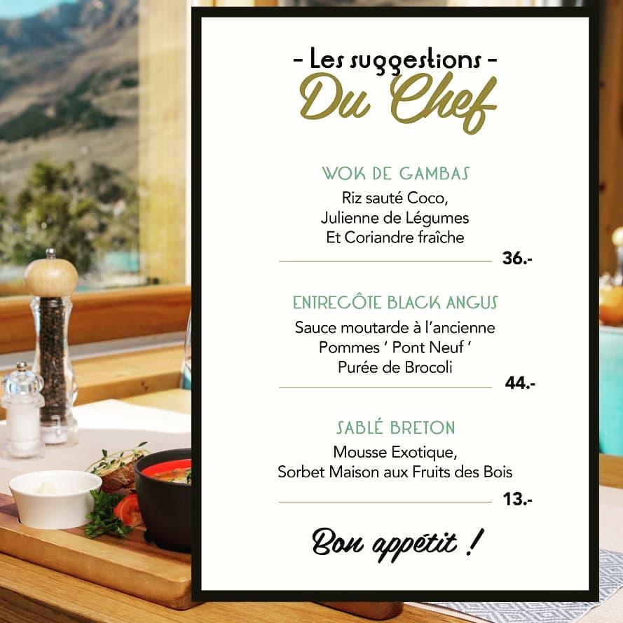 Menu da Le Carrefour Restaurant, Bagnes