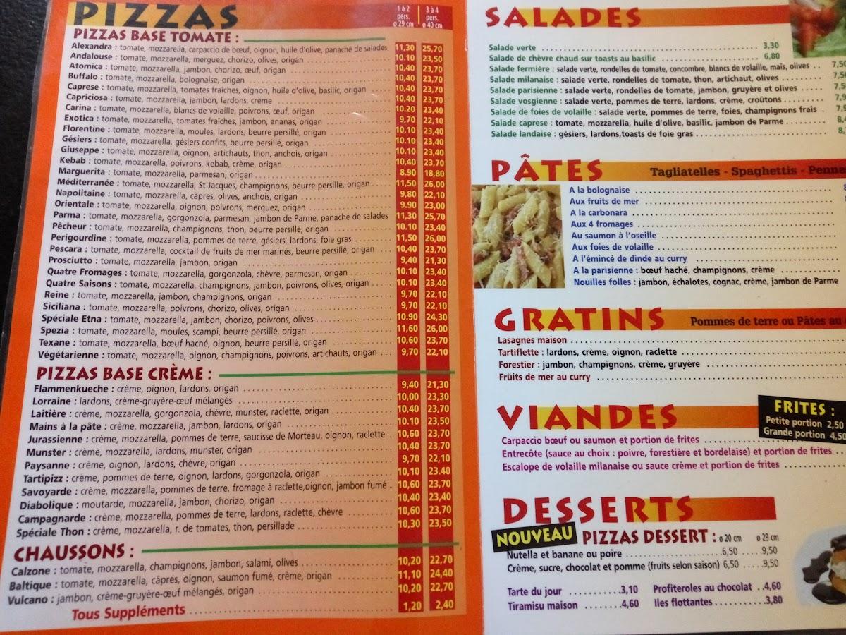 Menu at Les Mains A la Pate restaurant, Toul