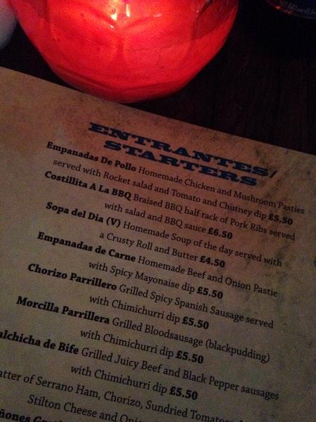 Menu at Meet Argentinian Restaurant, Liverpool