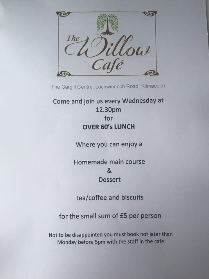 Menu at The Willow Cafe, Kilmacolm