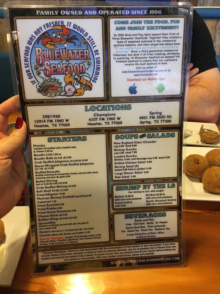Menu at Bluewater Seafood restaurant, The Woodlands, FM 2920 Rd
