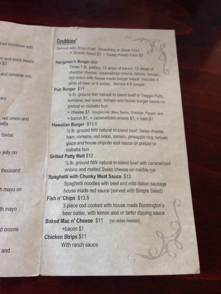 Menu at Clock Tower Ales pub & bar, The Dalles