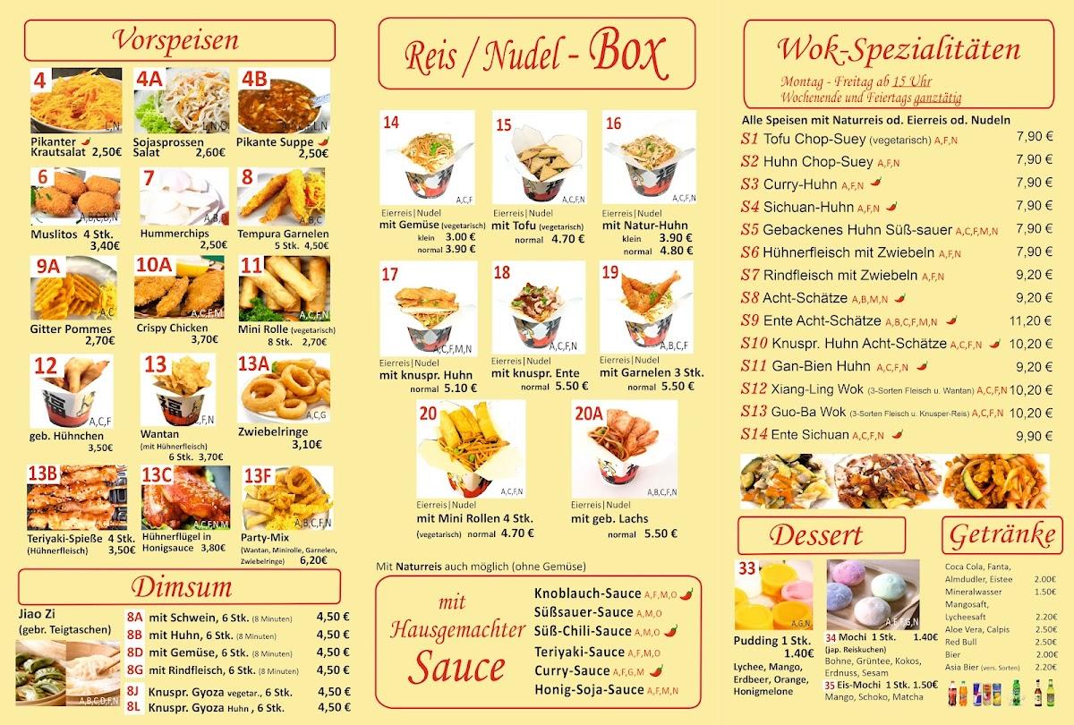 Speisekarte von ZHAO-Fu ASIA Imbiss restaurant, Eisenstadt