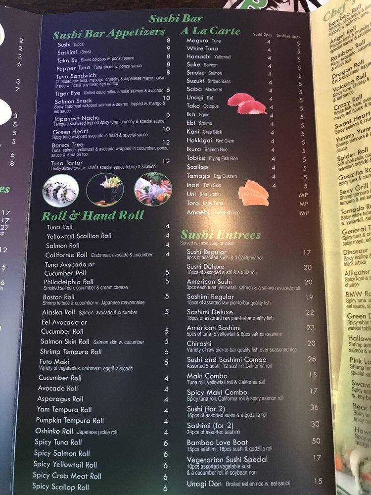 Menu at Bamboo Asian House restaurant, Swansboro