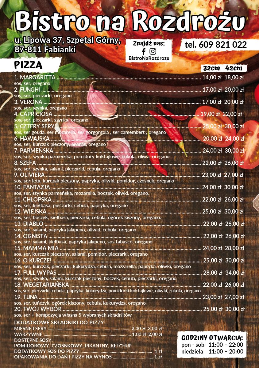 Menu at Bistro na rozdrożu restaurant, Szpetal Górny