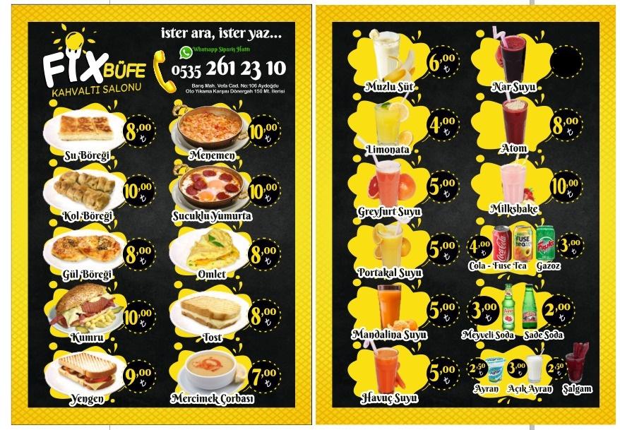 Menu at Fix Büfe Kahvaltı, Adana