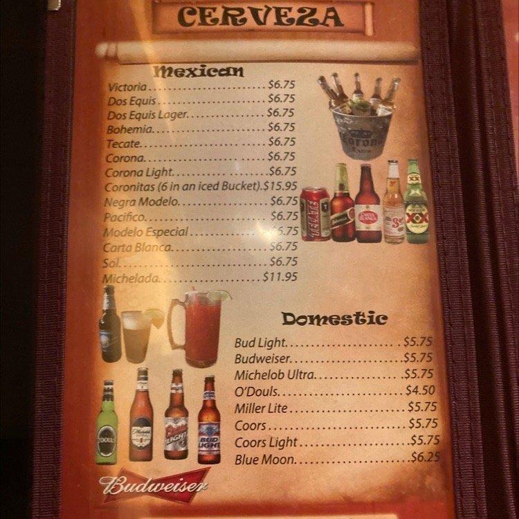 Menu at Mi Mexico Family Mexican restaurant, Ouray