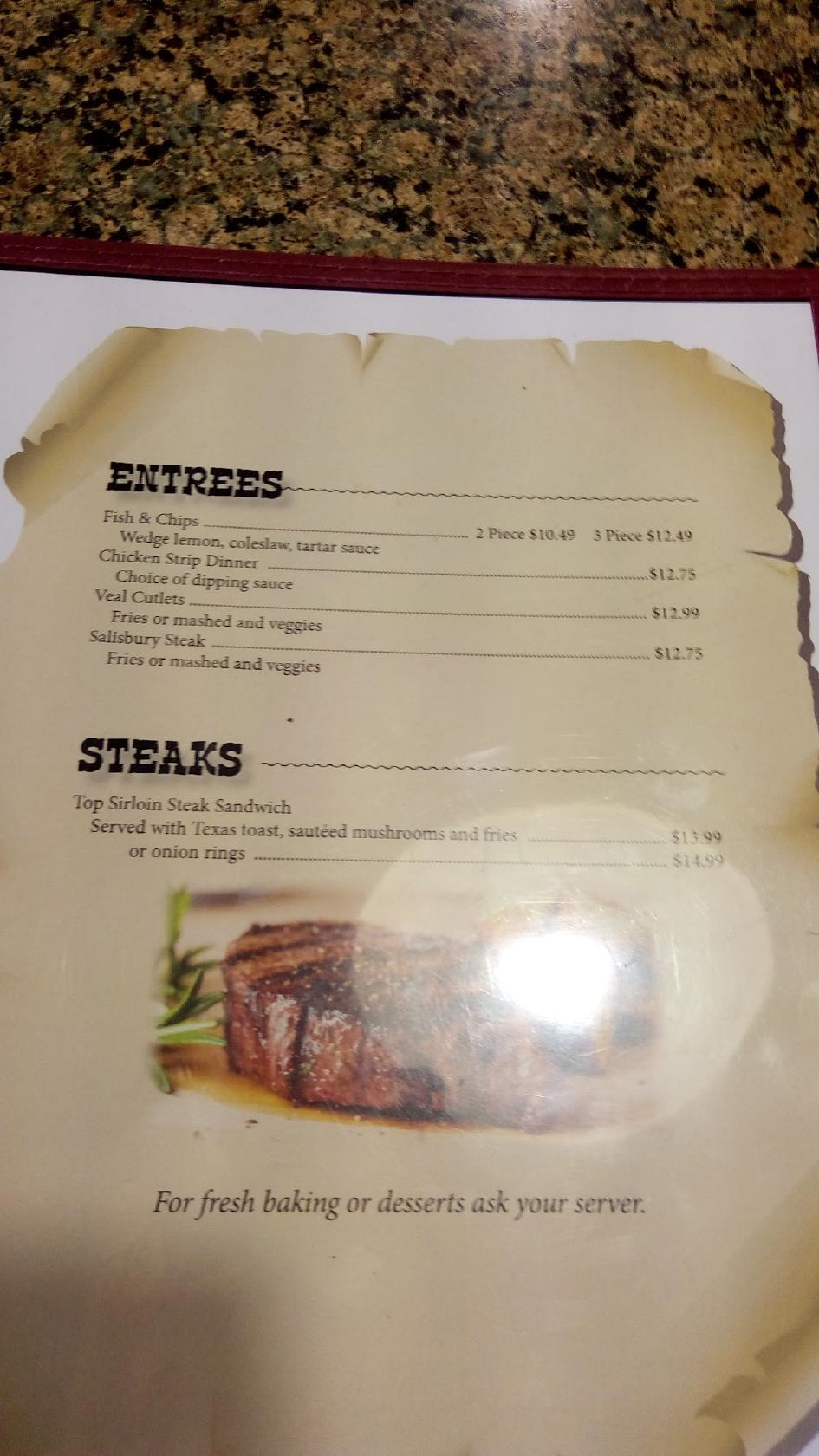 Menu at Outback Country Kitchen restaurant, Duchess