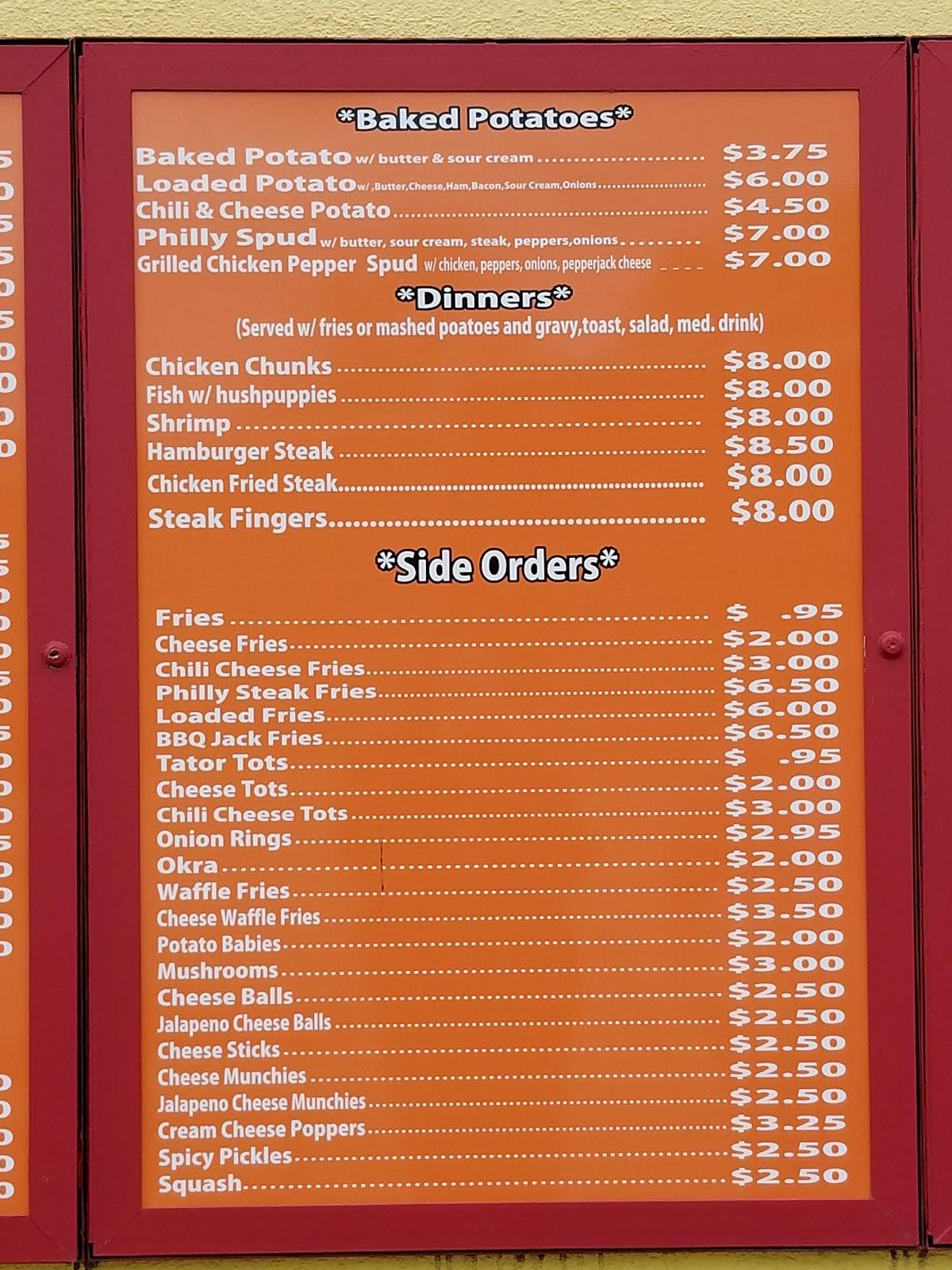 Menu at Pig-N-Out fast food, Salina