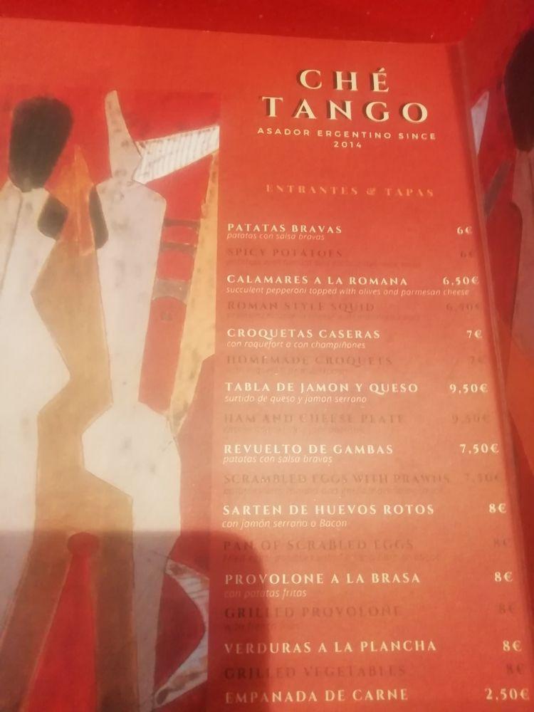 Menu at Restaurante Che Tango, Valencia, Av. de França
