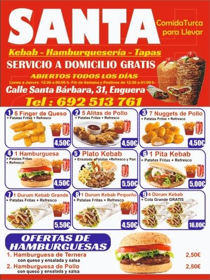 Carta de Santa Kebab Enguera, Enguera