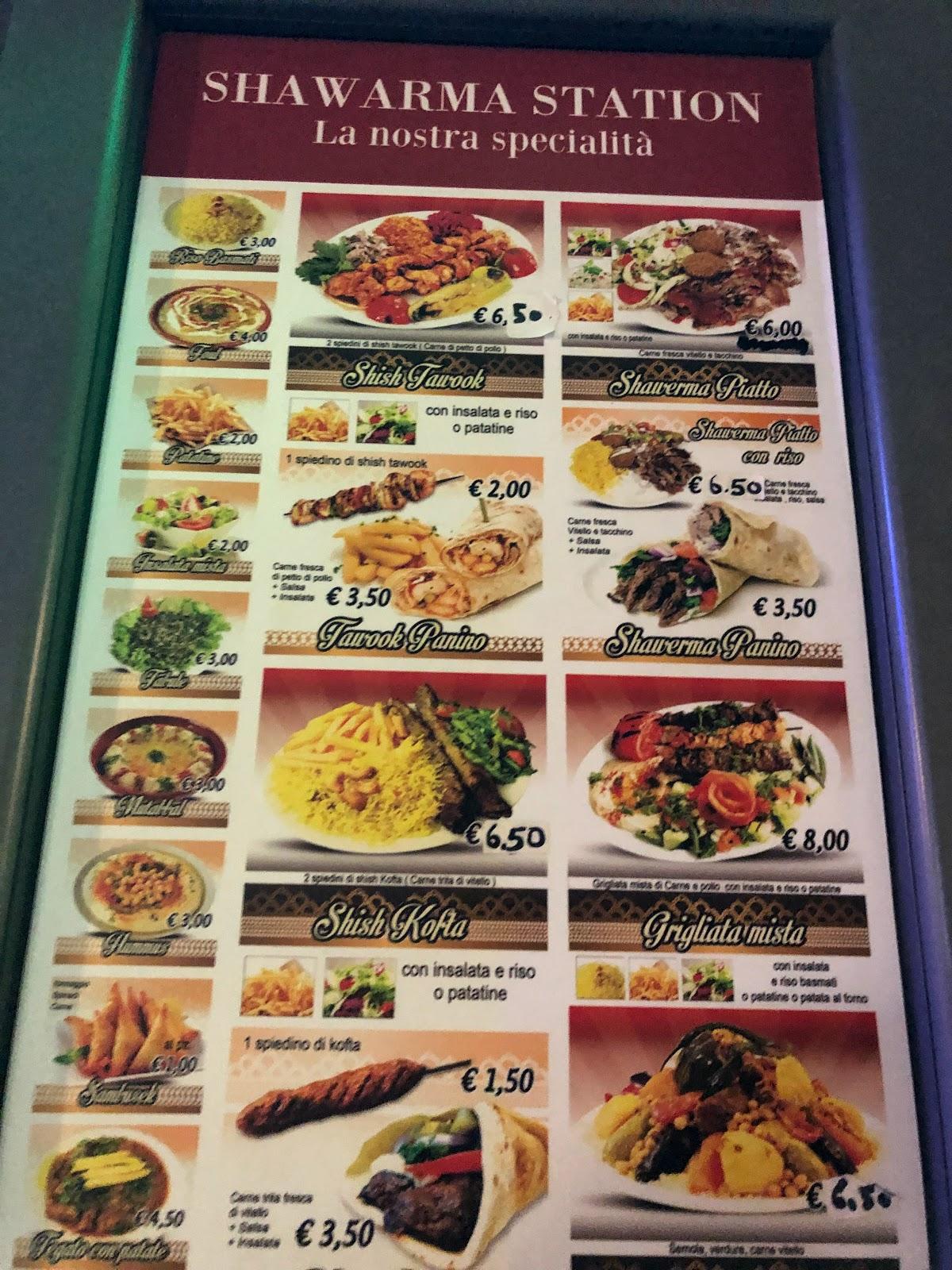 Speisekarte von Shawarma Station restaurant, ROM