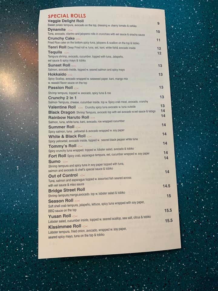 Menu at Yusan Sushi & Ramen restaurant, Stroudsburg