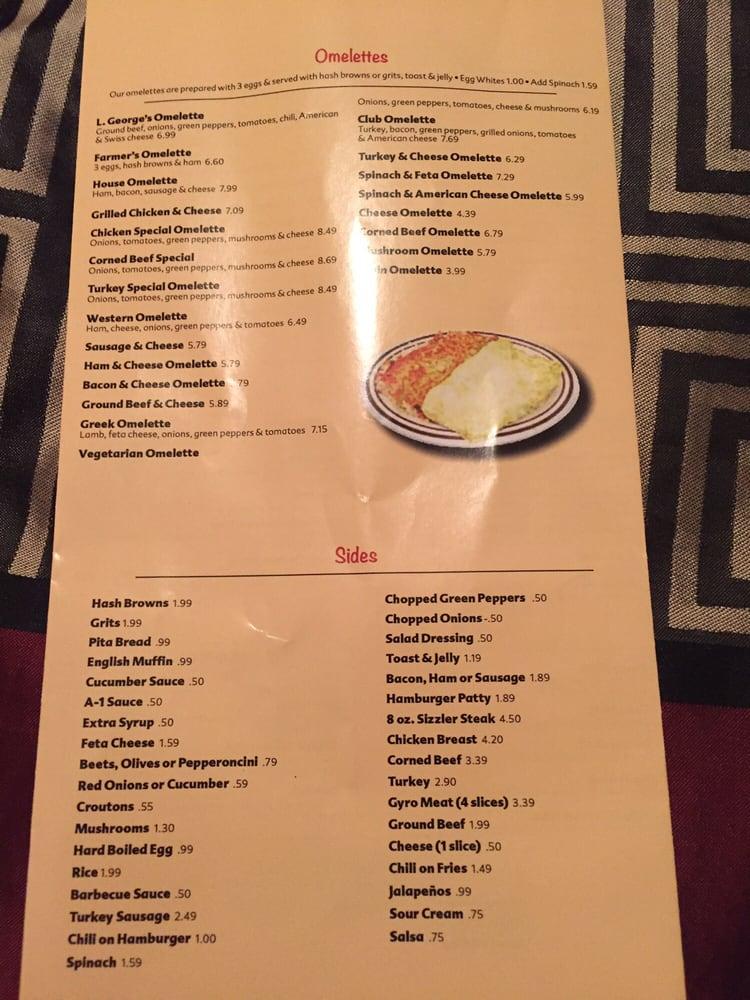 Menu at L George's Coney Island restaurant, Southfield, Northwestern Hwy