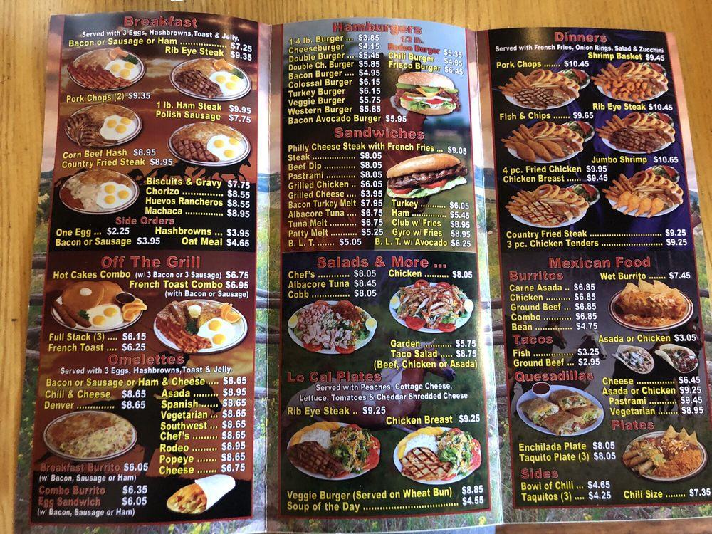 Menu at Rodeo Burger fast food, Norco, 940 Sixth St
