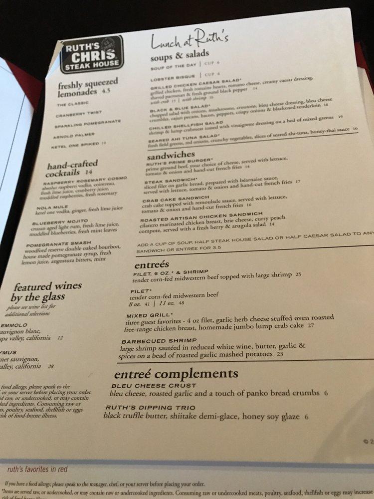 Menu at Ruth's Chris Steak House pub & bar, Albuquerque