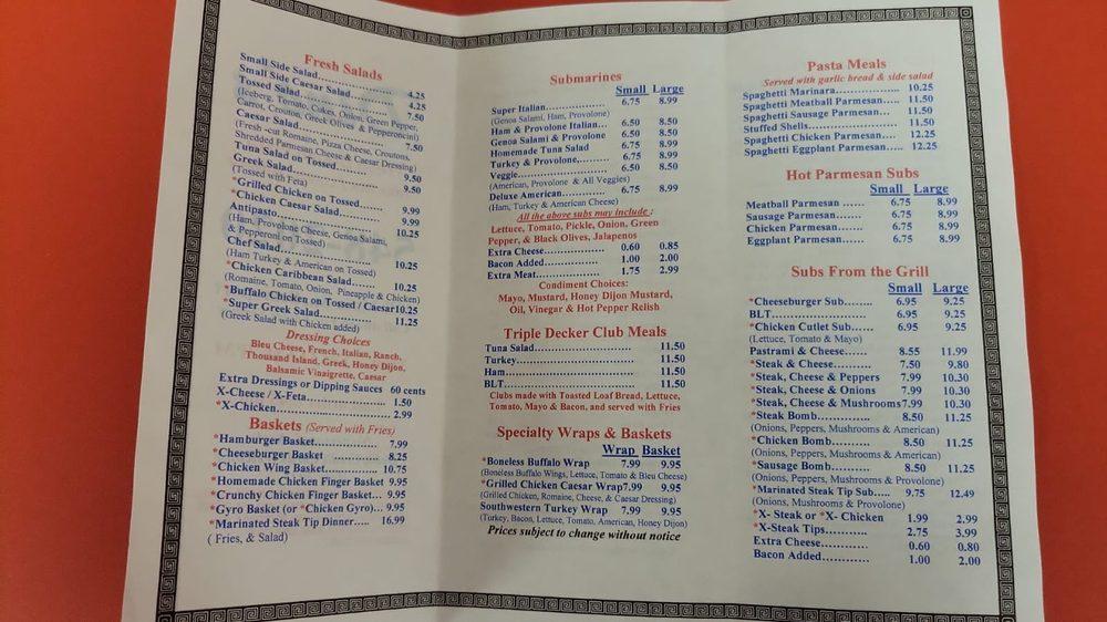 Menu at Dinos Pizza pizzeria, Searsport