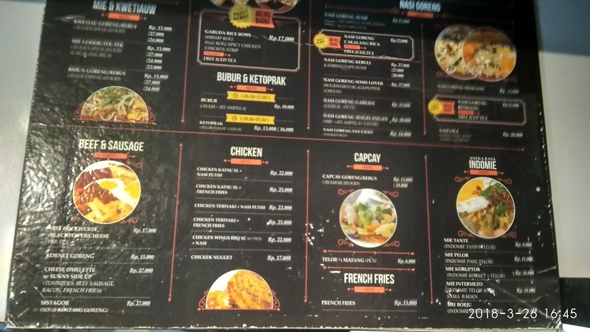 Menu at Kiosk Garuda restaurant, East Jakarta