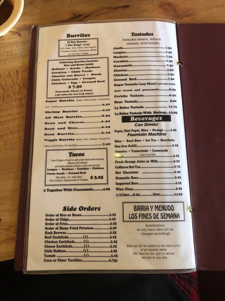 Menu at La Fuente Restaurant, Los Angeles, N Figueroa St