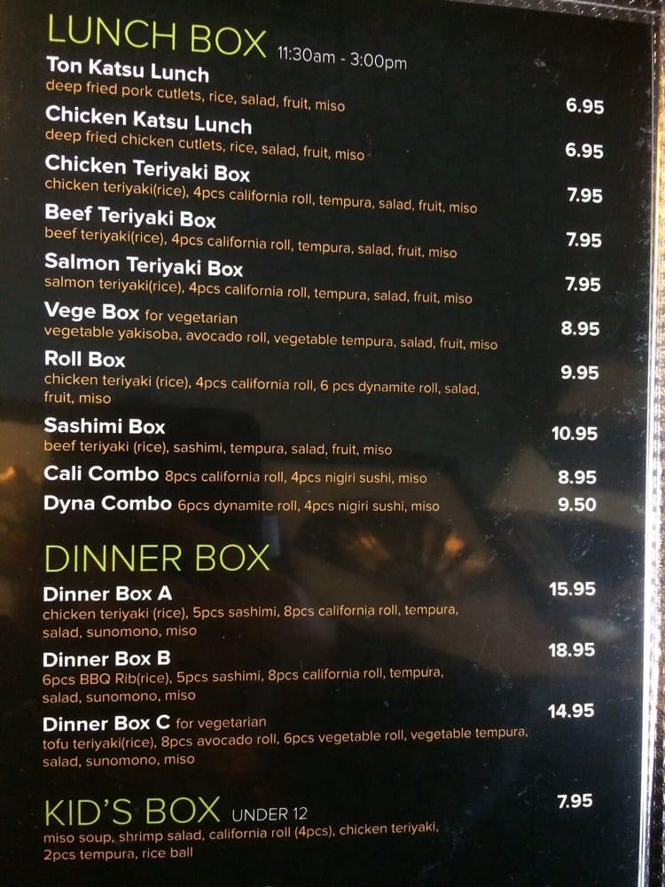 Menu at Namoo Sushi restaurant, Port Moody