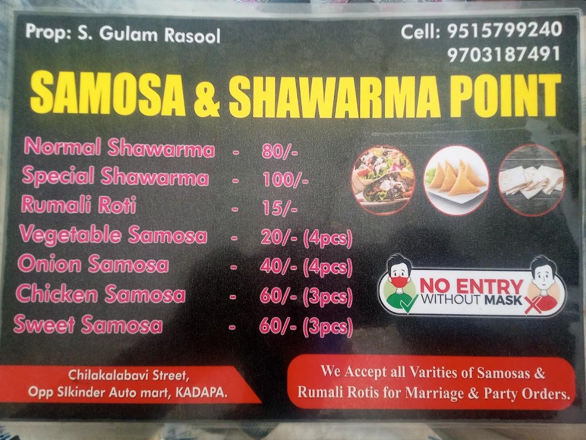 Menu at SAMOSA & SHAWARMA POINT, Kadapa