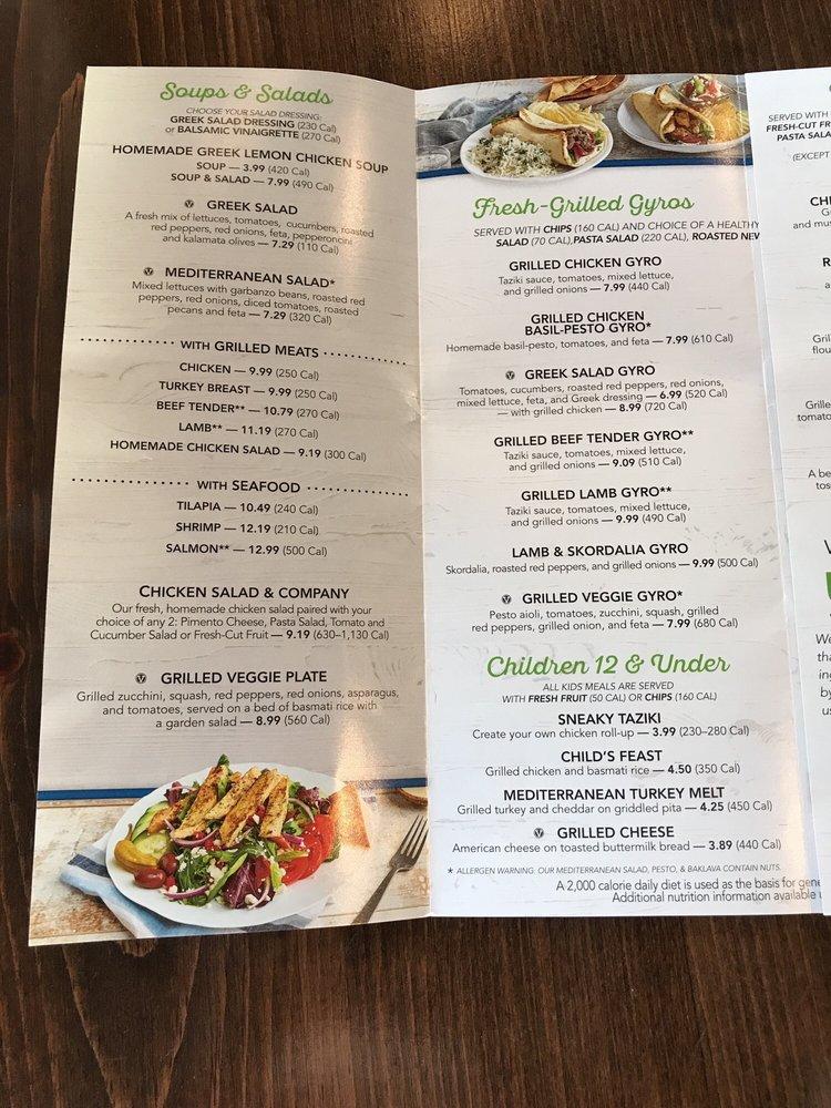 Menu at Taziki's Mediterranean Cafe - Mobile, Mobile