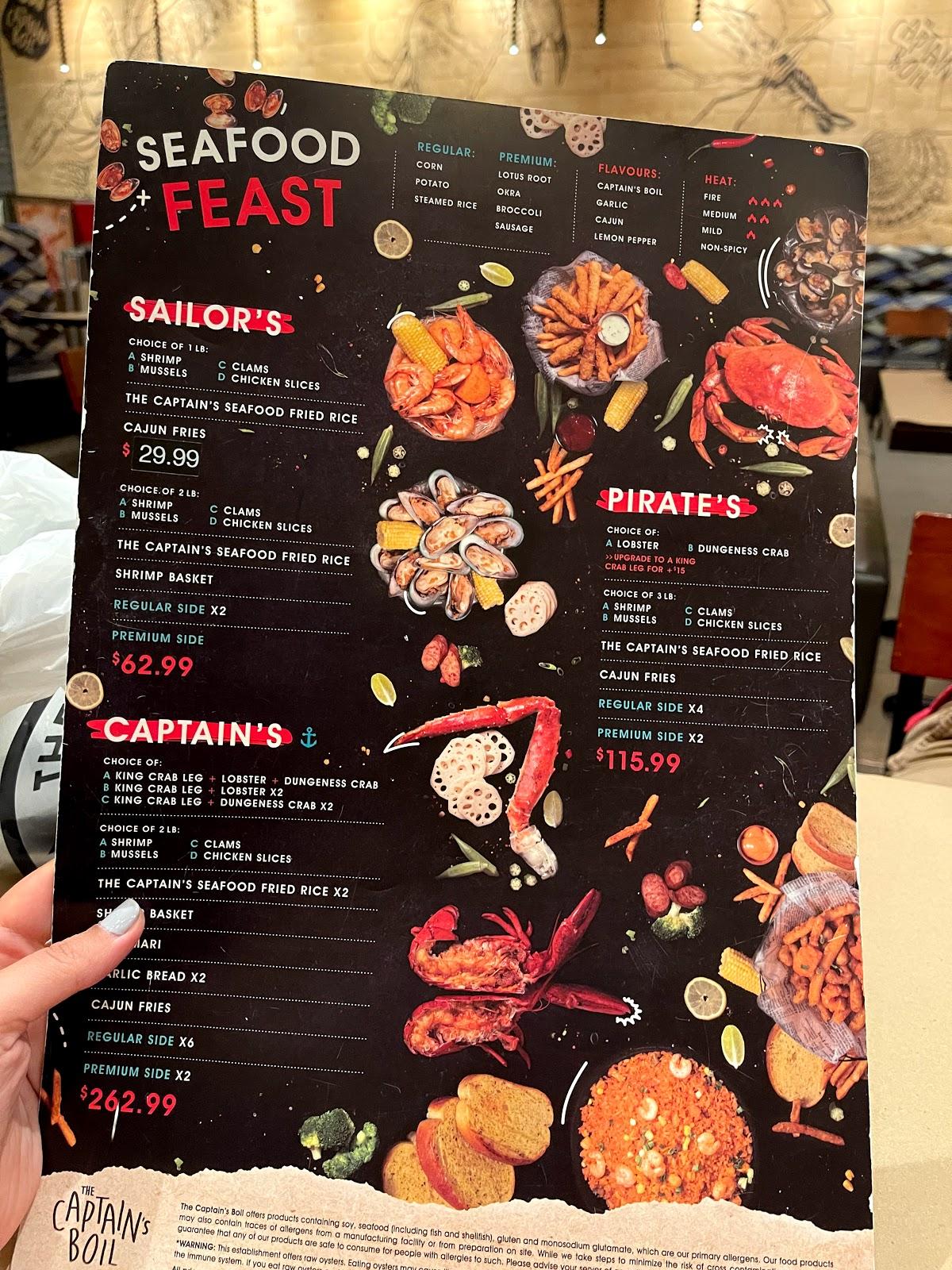 Menu at The Captain's Boil restaurant, Mississauga, 720 Burnhamthorpe ...