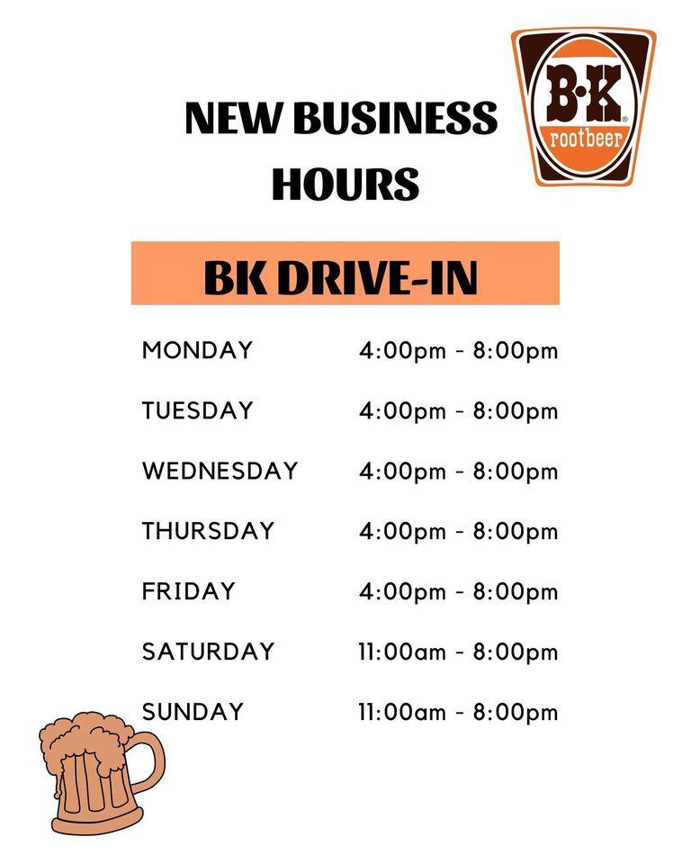 Menu at BK Root Beer Drive In restaurant, Mishawaka, Logan St