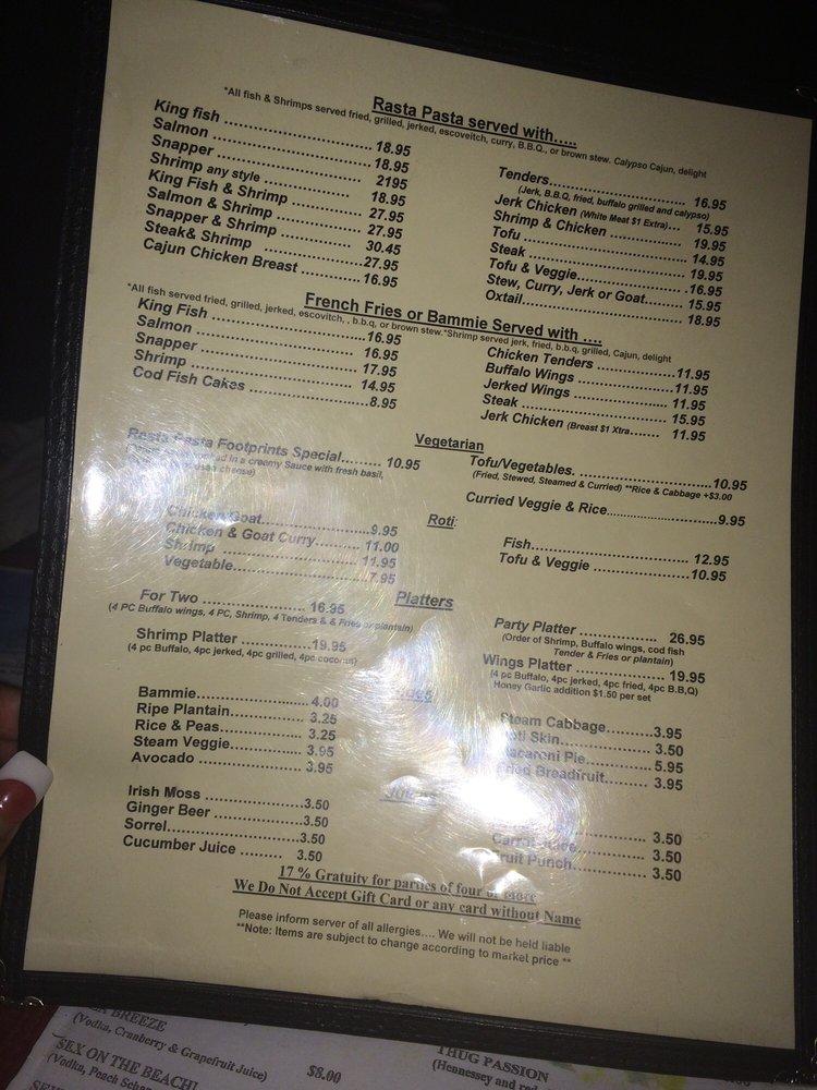 Menu at Footprints Cafe, New York City, Surf Ave