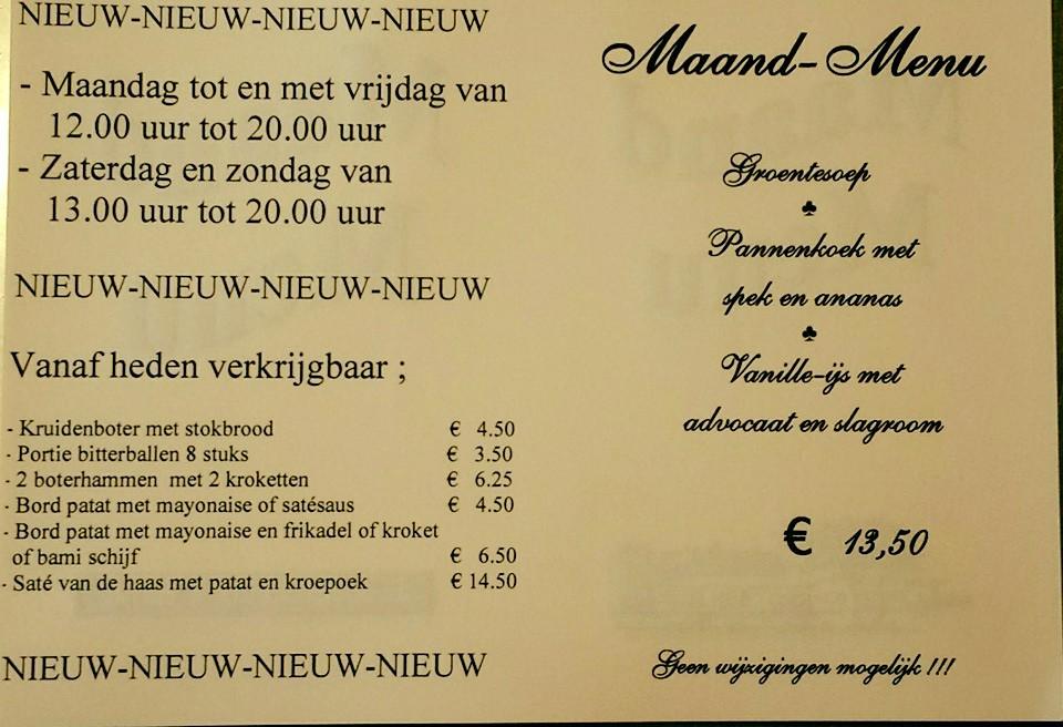 Menu at pannenkoekenhuis 't harde, 't Harde
