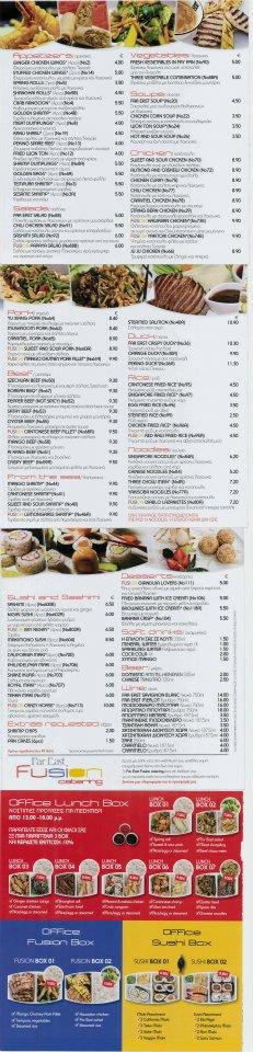Menu at Far East Fusion and sushi Heraklion Crete, Heraklion