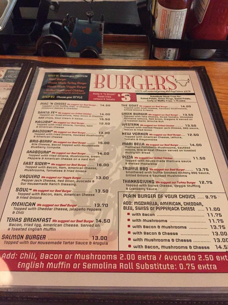 Menu at Jackson Hole restaurant, New York City, 232 E 64th St A