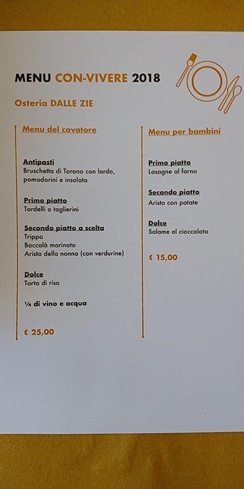 Menu at Le Zie restaurant, Carrara