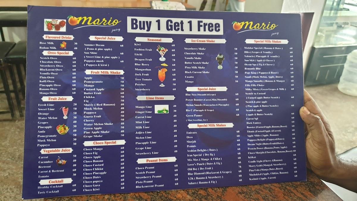 Menu at MARIO, Coimbatore, CHIL SEZ Road
