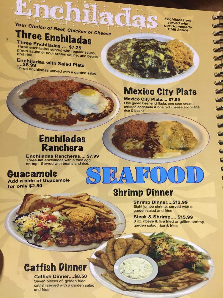 Menu at Mexico City Cafe, Brady