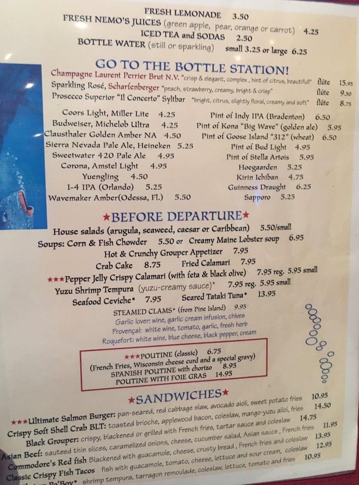 Carta de USS Nemo Restaurant, Naples