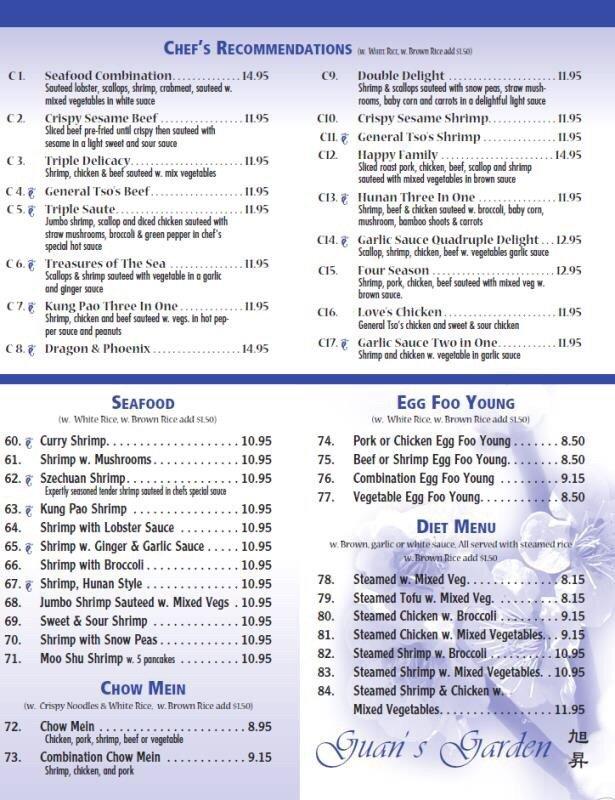 Menu at Guan's Garden Inc restaurant, Winchester
