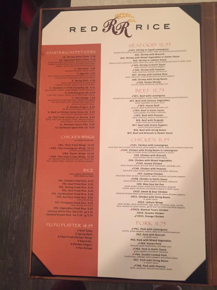 Menu at Red Rice restaurant, Warwick, 336 Bald Hill Rd