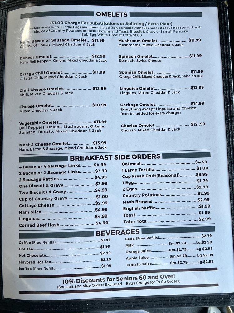 Menu at Sam's Cafe, Ceres