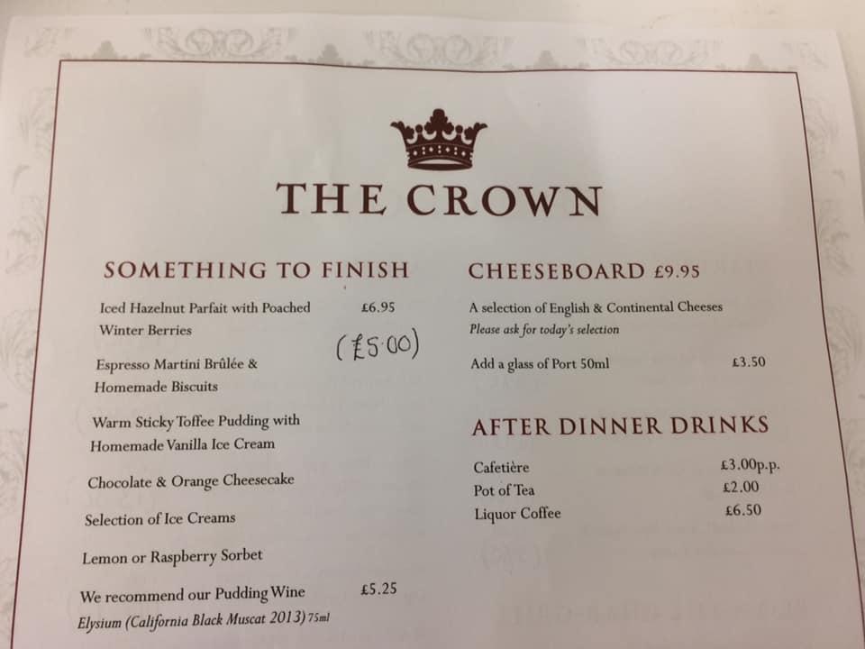 Menu at The Crown pub & bar, Shrivenham, 11 High St