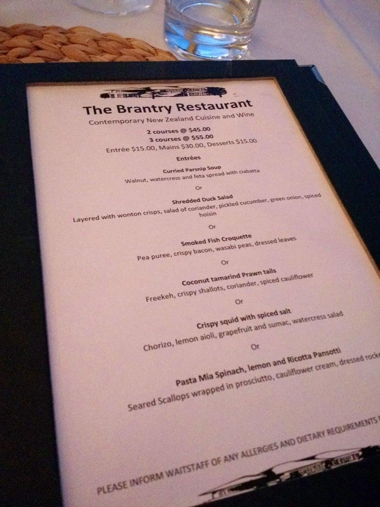 Menu at Brantry Eatery restaurant, Taupo